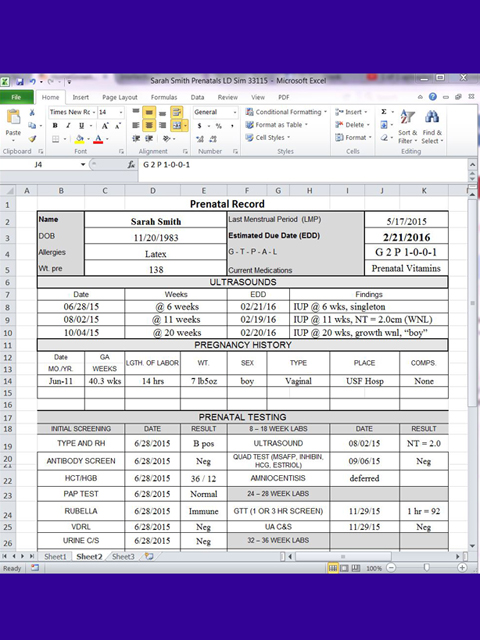 Prenatal Record with Dynamically Changing Dates
